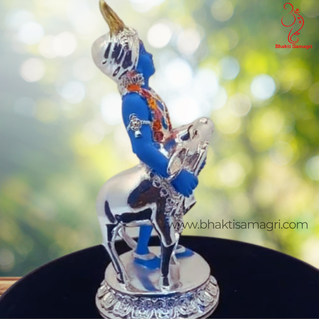 Silver-Plated Krishna Ji with Calf – Bhakti Samagri