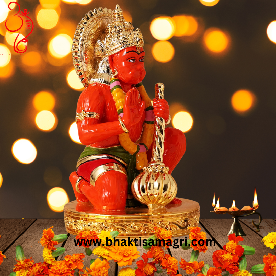 Gold Plated Sinduri Hanuman Ji Murti – Bhakti Samagri