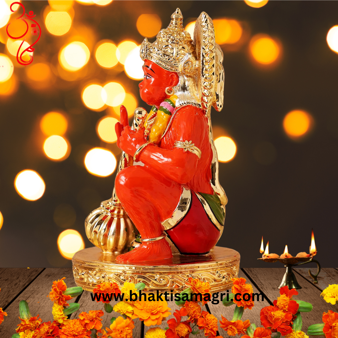 Gold Plated Sinduri Hanuman Ji Murti – Bhakti Samagri