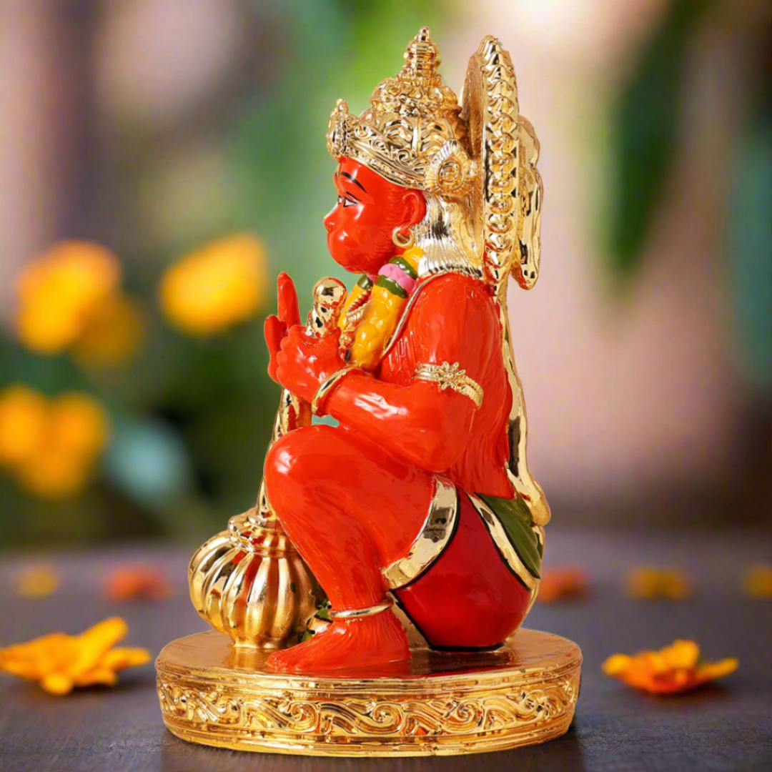 Gold Plated Sinduri Hanuman Ji Murti – Bhakti Samagri