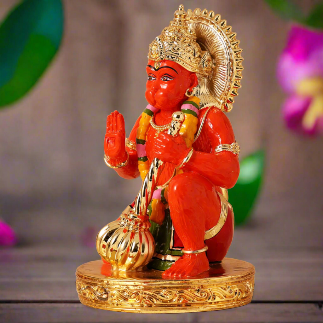 Gold Plated Sinduri Hanuman Ji Murti – Bhakti Samagri