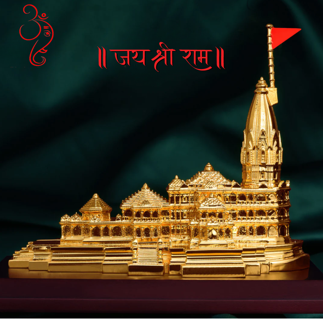 Gold Plated Shri Ram Mandir 3D Model – Bhakti Samagri