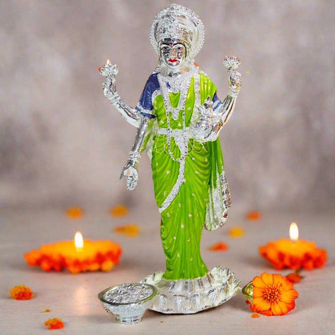 Silver Plated Lakshmi Ji Murti – Bhakti Samagri