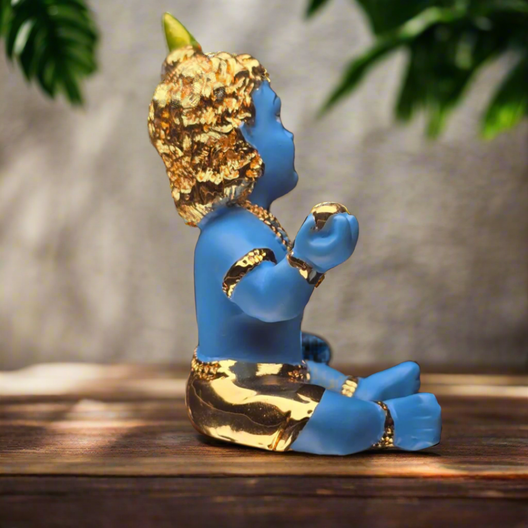 Gold Plated Sitting Laddu Gopal Murti – Bhakti Samagri
