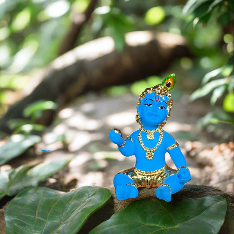 Gold Plated Sitting Laddu Gopal Murti – Bhakti Samagri
